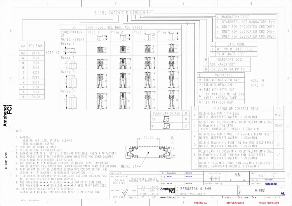 Amphenol 61082 drawing sheet 1