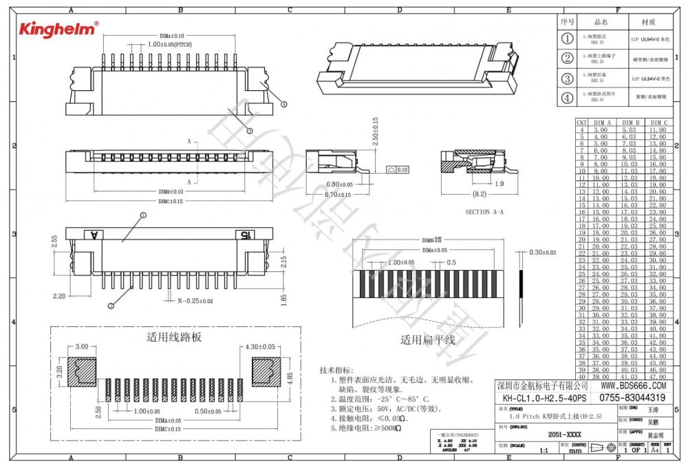 KH-CL1.0-H2.5-40PS technical document preview