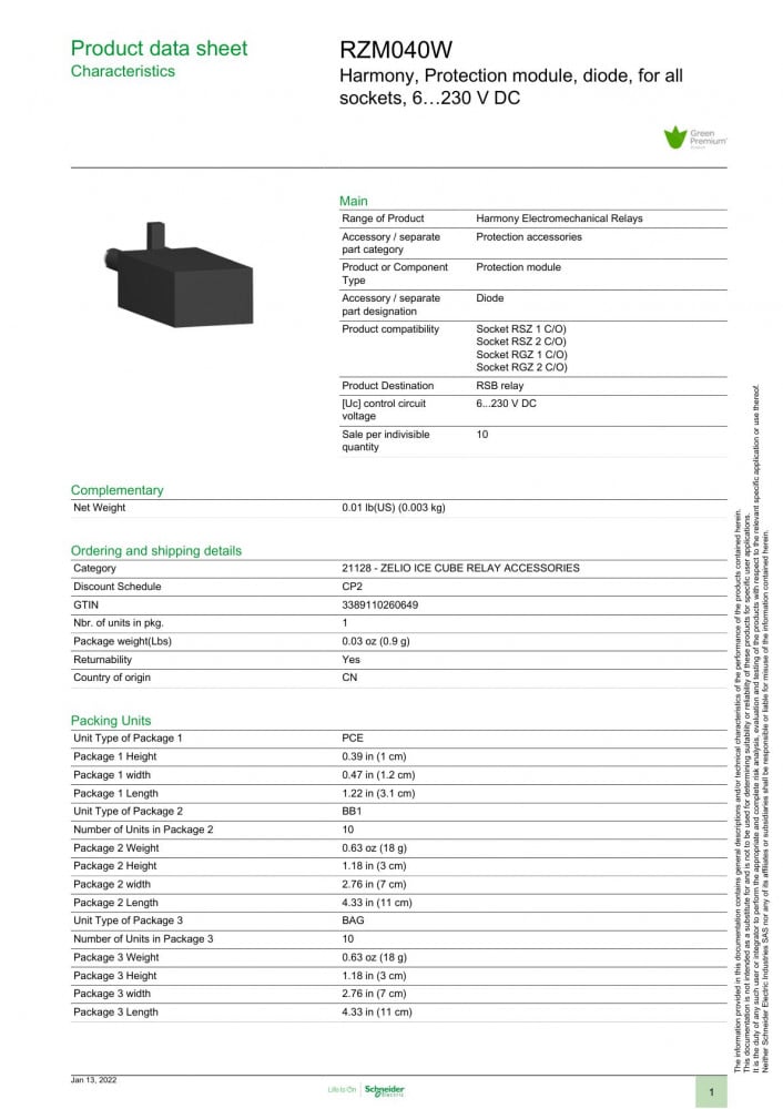 RZM040W technical document page 1