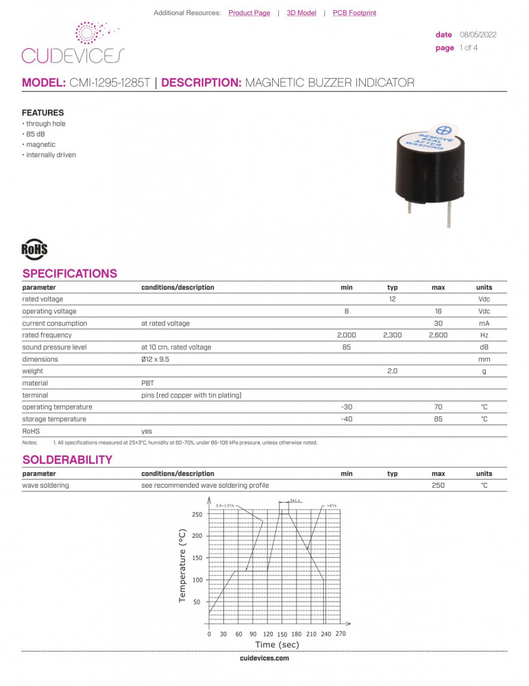 CMI-1295-1285T datasheet page 1