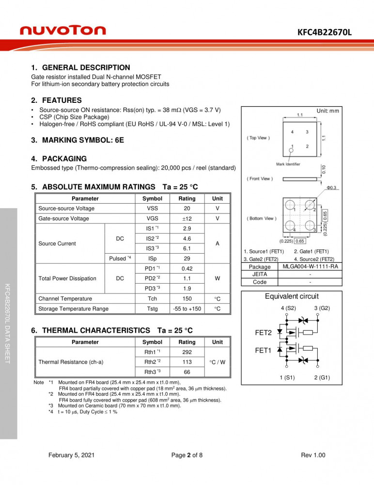 KFC4B22670L datasheet page 2