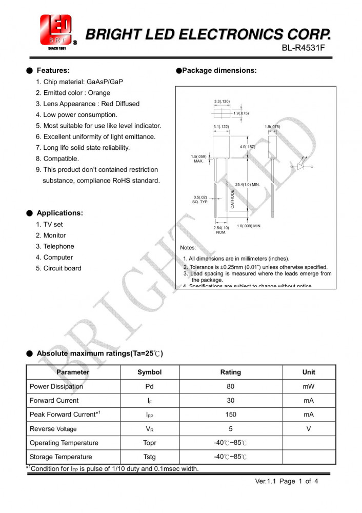 BL-R4531F technical document page 1