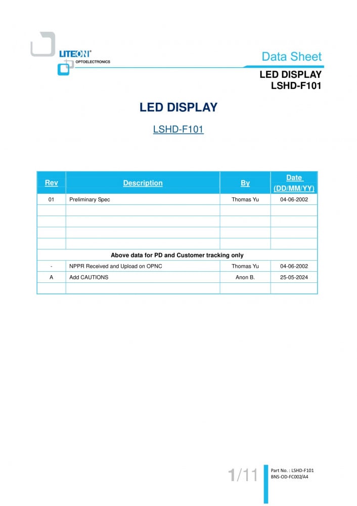 LSHD-F101 datasheet page 2