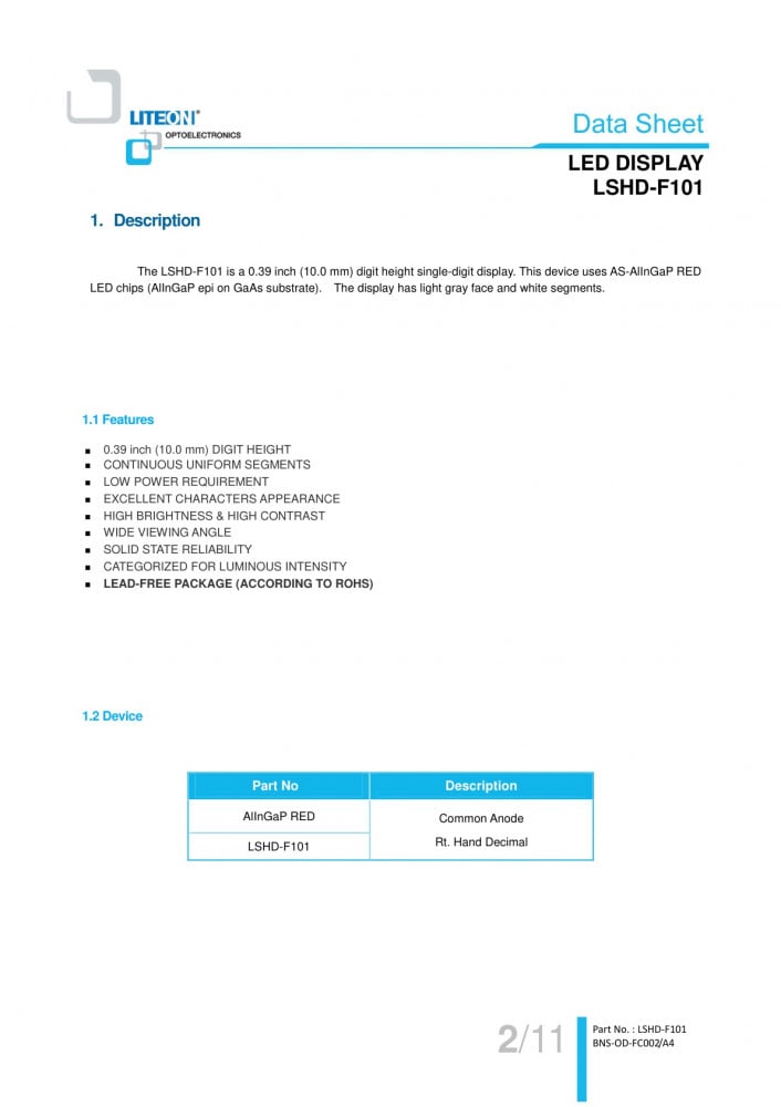 LSHD-F101 datasheet page 3