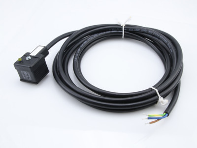 Brad mPm DIN Form A-18mm 2 Pole Plus Double Ground H6/H12 to Pigtail, Nitrile Integrated Gasket and Screw, 18 AWG Black PUR Cable, 3.0m (9.84') Length, 250V