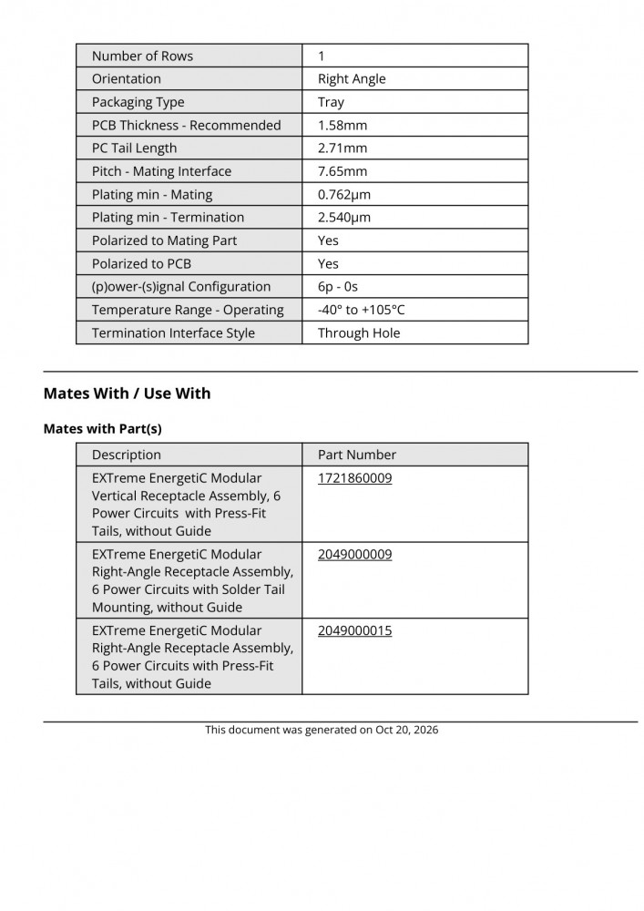 Product document image 3 for MOLEX 1721850015