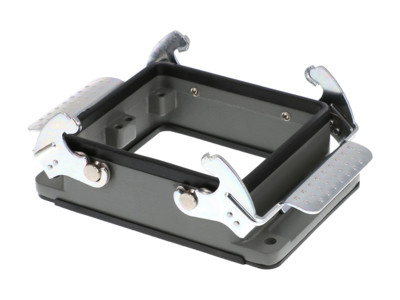 Heavy-Duty Standard (STD) Double Lever Bulkhead Mount Housing, Die-cast Aluminum, with 2 Levers, with Gasket, Size 32B «77x62», Grey for sale