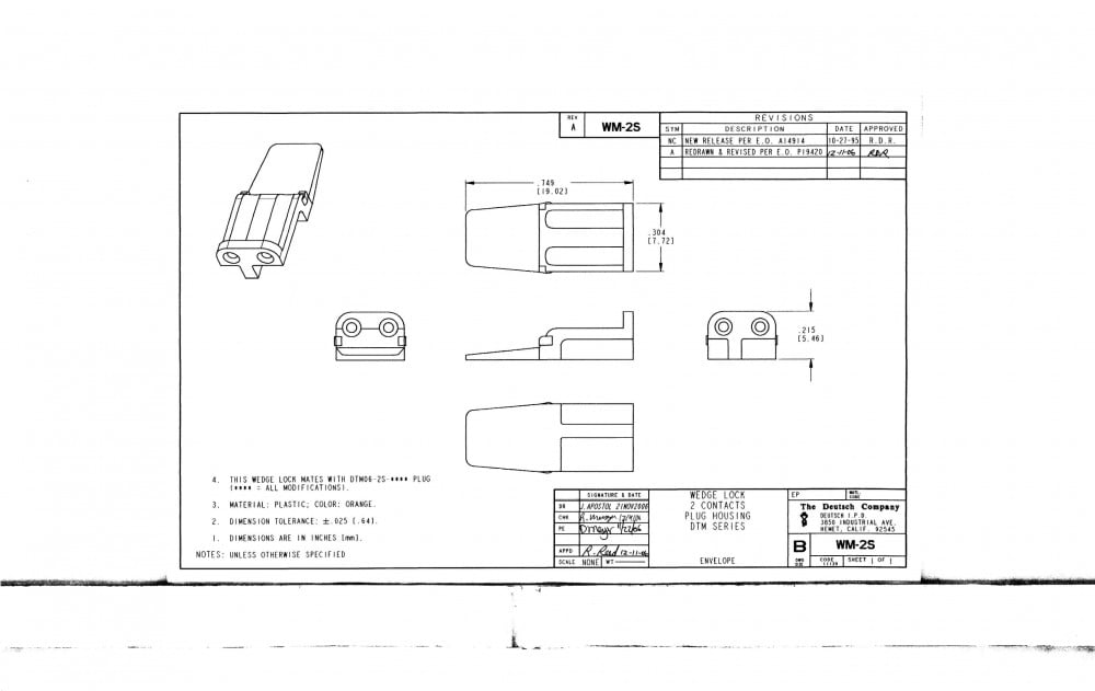 TE Connectivity WM-2S technical drawing