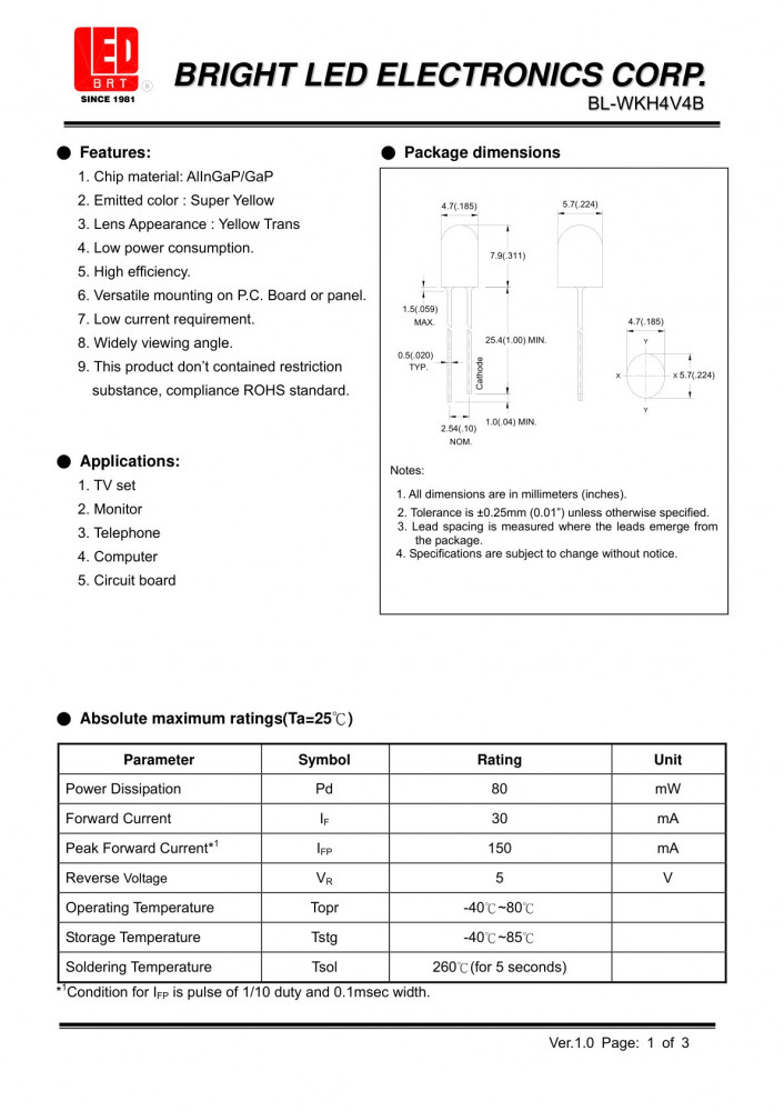 BL-WKH4V4B product documentation page 1