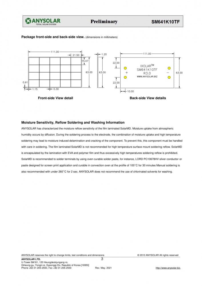 ANYSOLAR SM641K10TF datasheet page 3