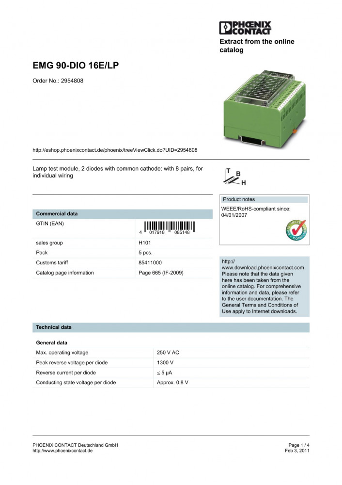 Phoenix Contact 2954808 technical document page 1