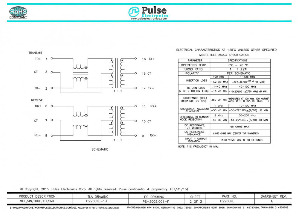 Pulse H2260NL datasheet page 2