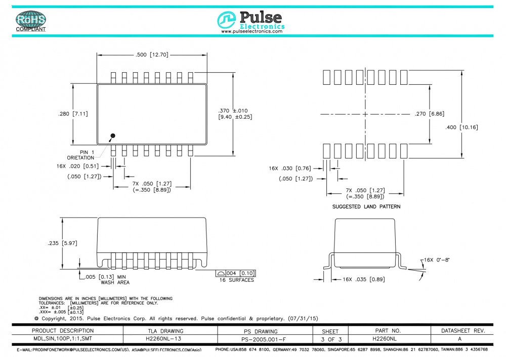 Pulse H2260NL datasheet page 3