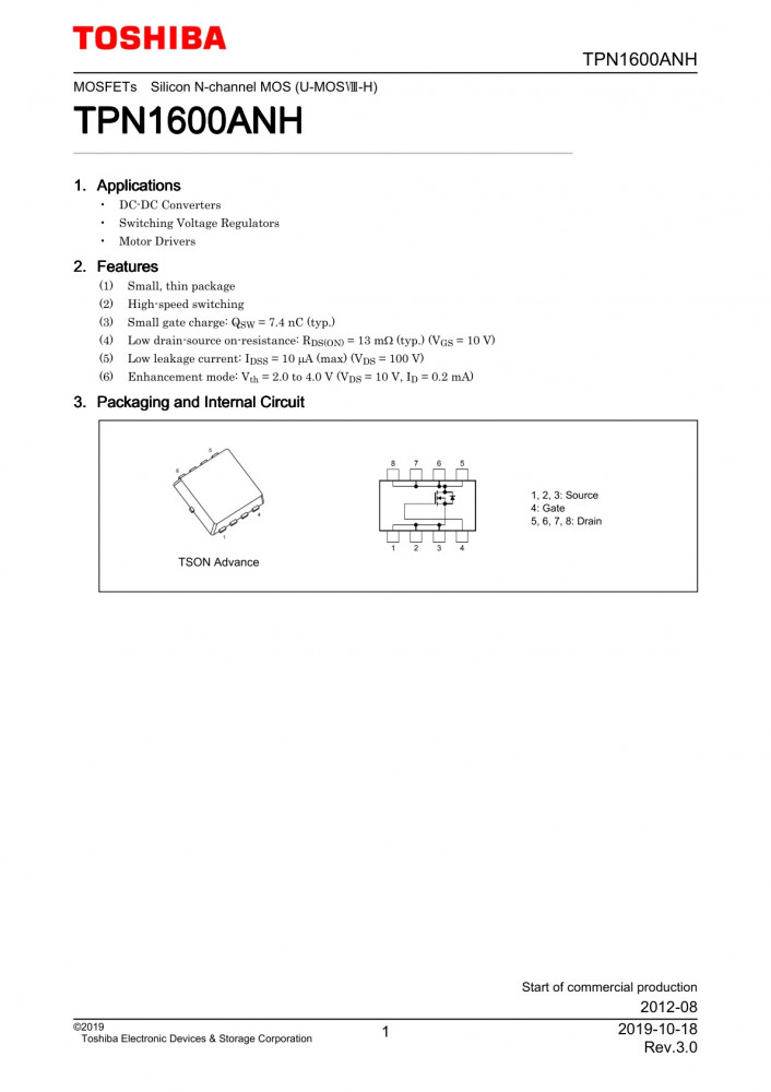 TPN1600ANH,L1Q datasheet page 1