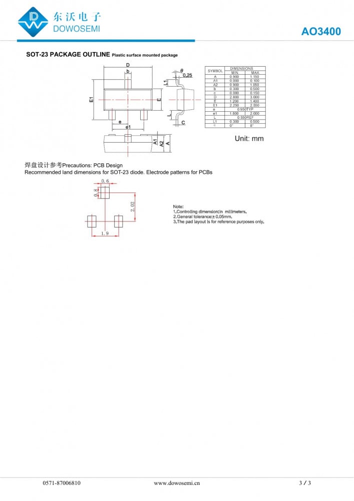 AO3400 datasheet page 3