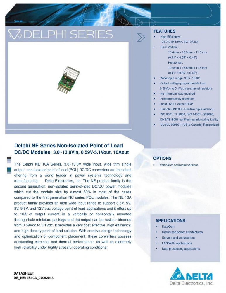 DELTA NE12S0A0H10PNFA datasheet page 1