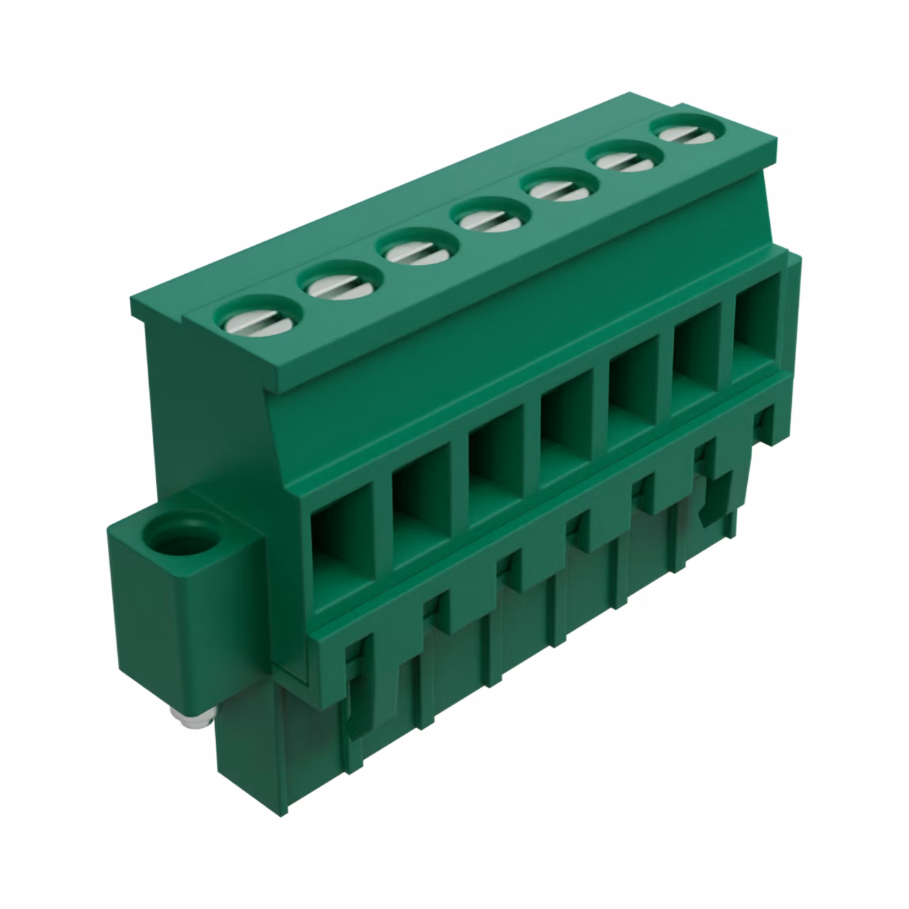 5.00mm Pitch Eurostyle Vertical Plug, with Retention Screws, Front Wire Entry, Green Housing, Gold (Au) Plated, 7 Circuits for sale