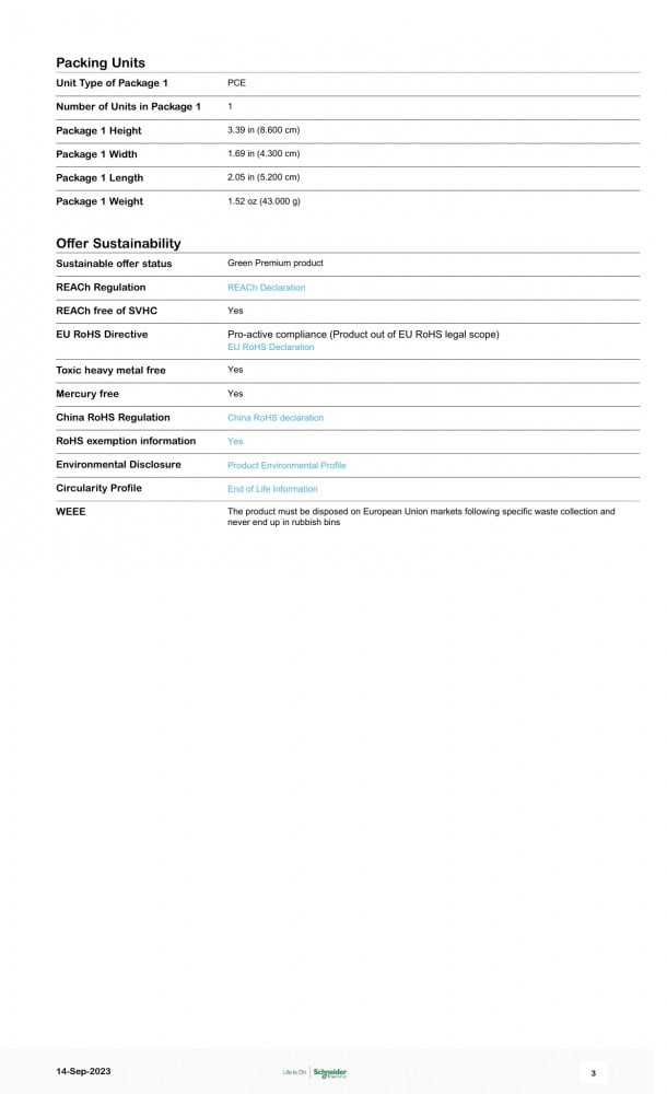 XB5FA11 technical document page 3