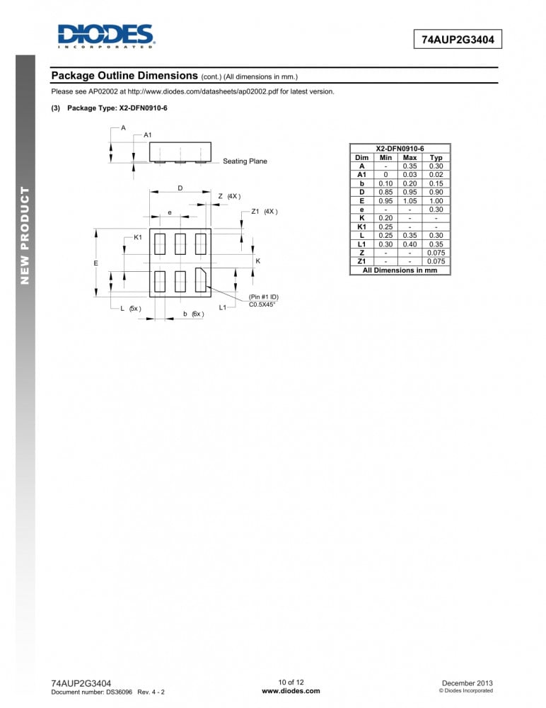 74AUP2G3404FW4-7 datasheet page 10