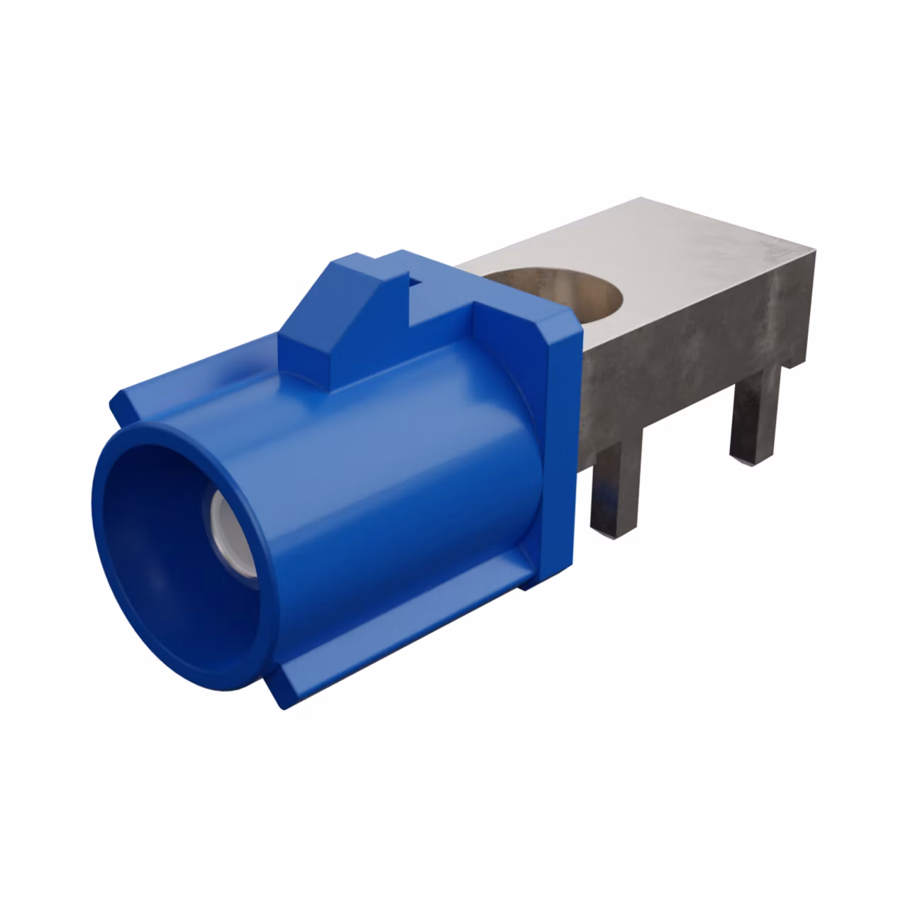 FAKRA Jack, Right-Angle, PCB Receptacle, Through Hole, Die Cast Body, Tin (Sn) Plated, Pin in Paste, Tape and Reel, Keying Code C, Blue, 50 Ohms for sale