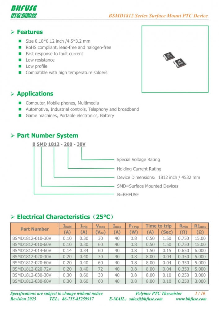 BHFUSE BSMD1812 datasheet page 1