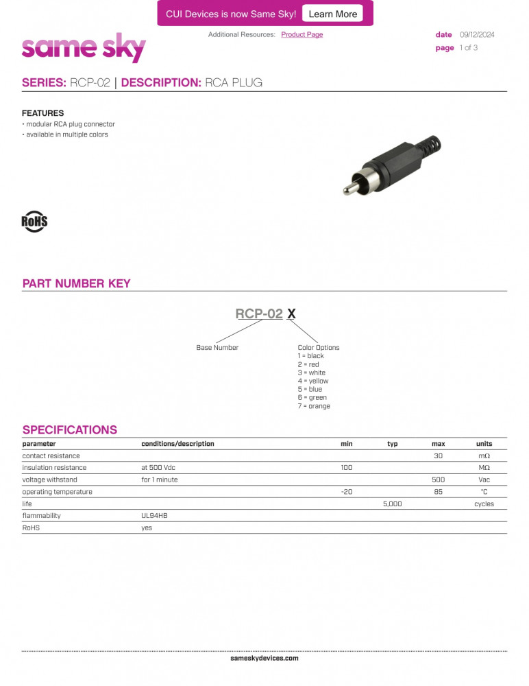 RCP-025 technical document page 1