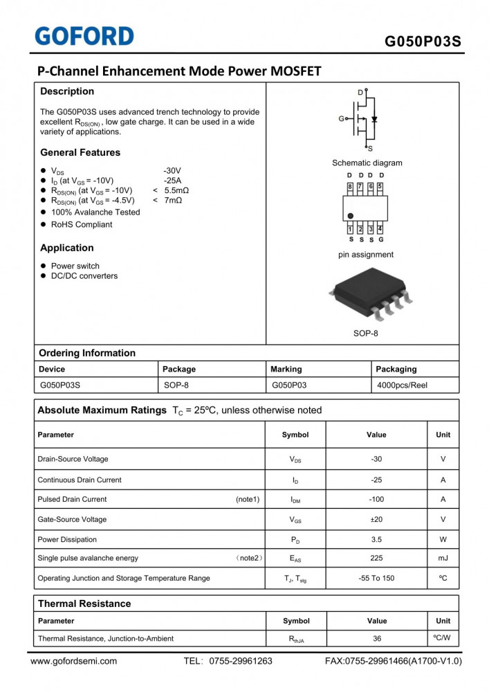 G050P03S datasheet page 1
