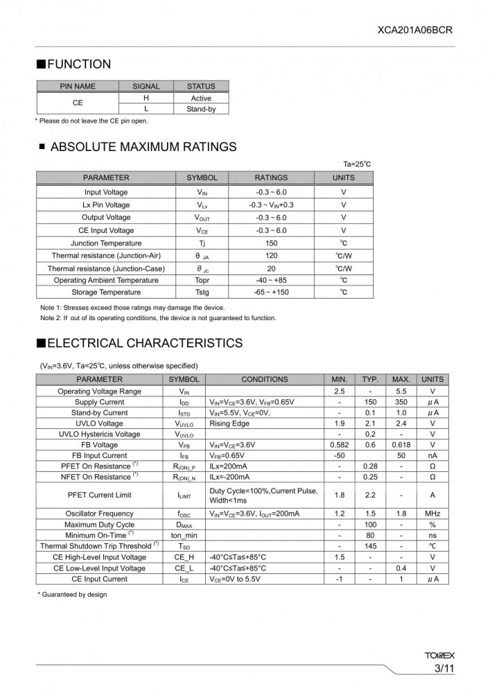 XCA201A06BCR datasheet page 3