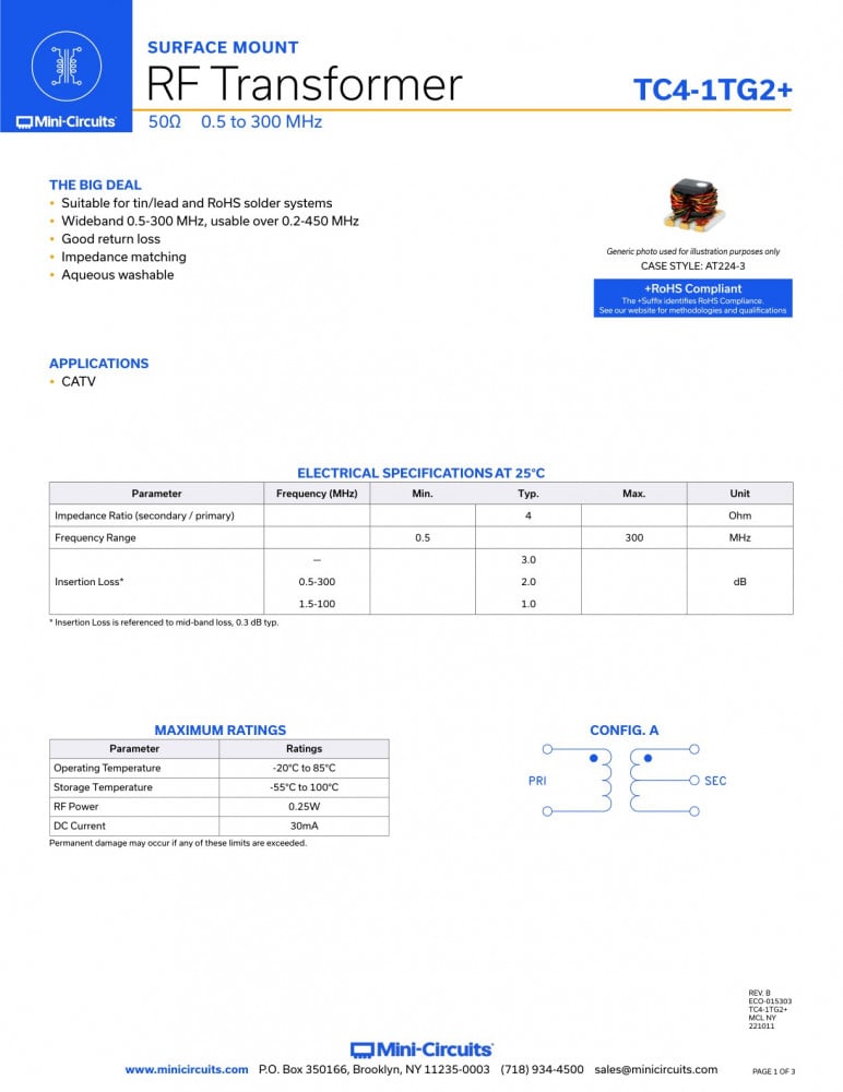 TC4-1TG2+ datasheet page 1