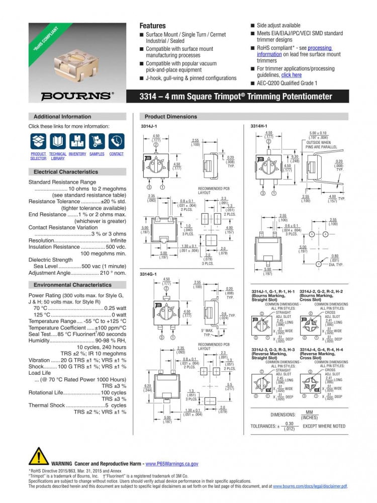 3314 series datasheet page 1