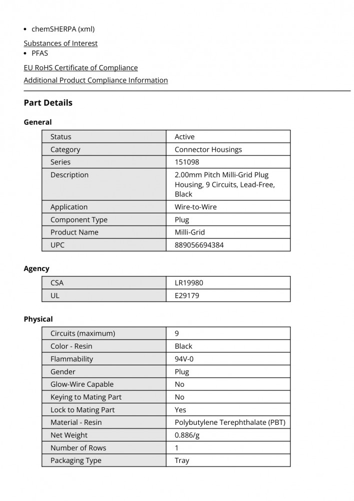 MOLEX 1510980009 product specification page 2