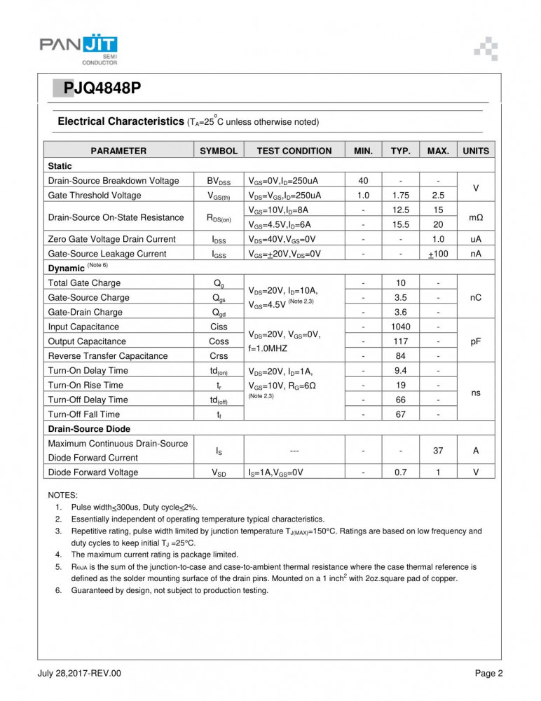 PJQ4848P datasheet page 2