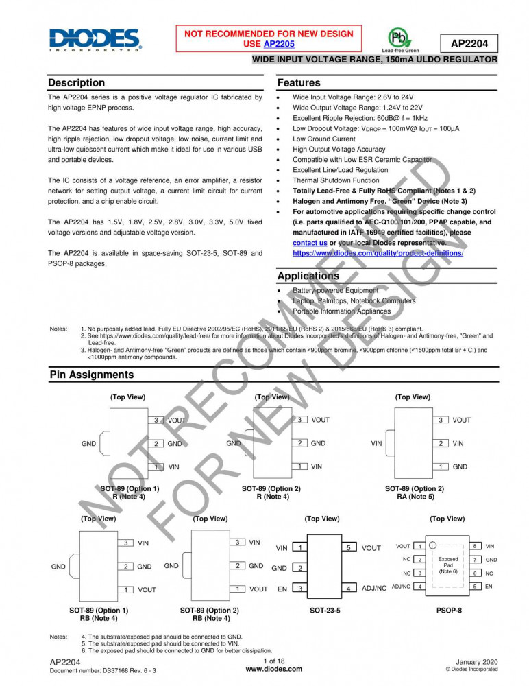 AP2204 datasheet page 1
