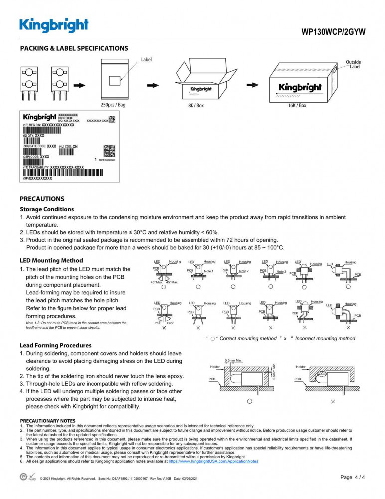 WP130WCP/2GYW datasheet page 4