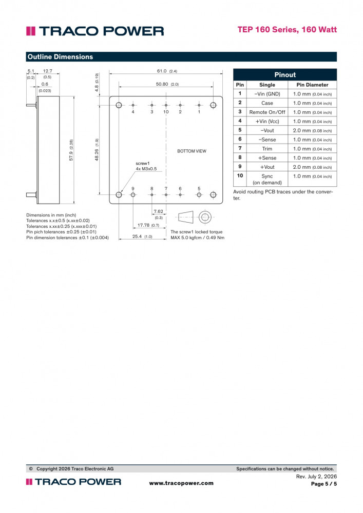 TEP 160 Series technical document page 5