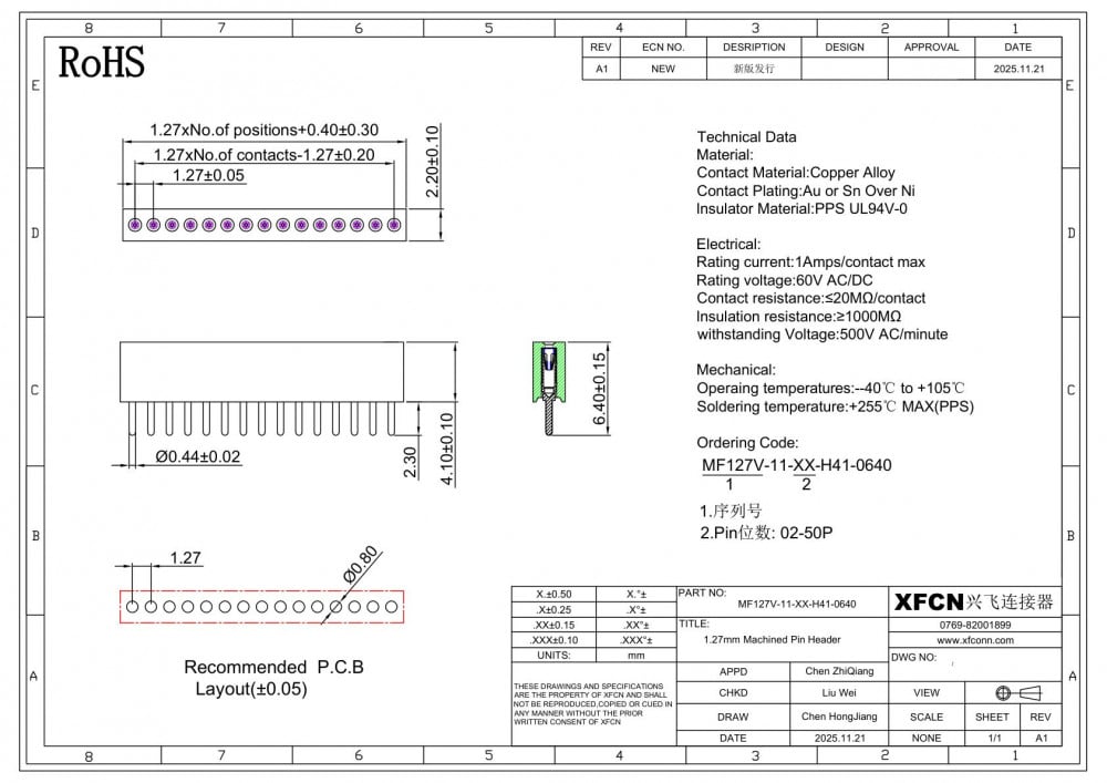 XFCN MF127V-11-24-H41-0640 technical drawing preview
