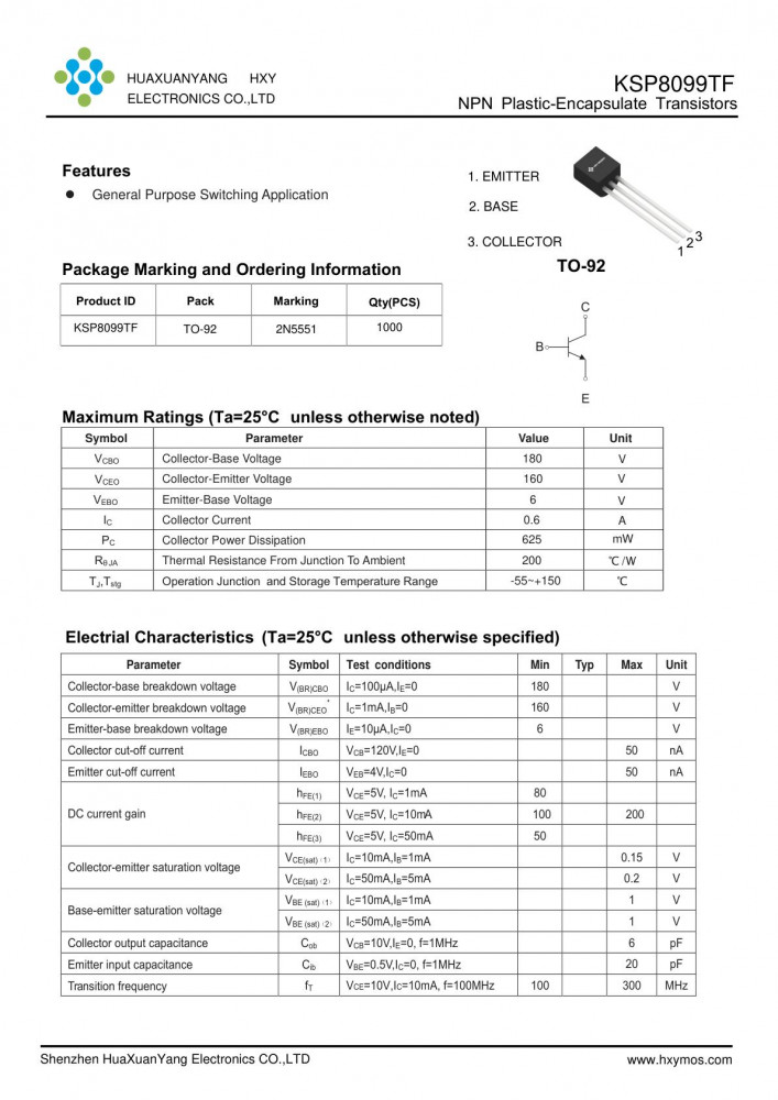 KSP8099TF-HXY datasheet page 1