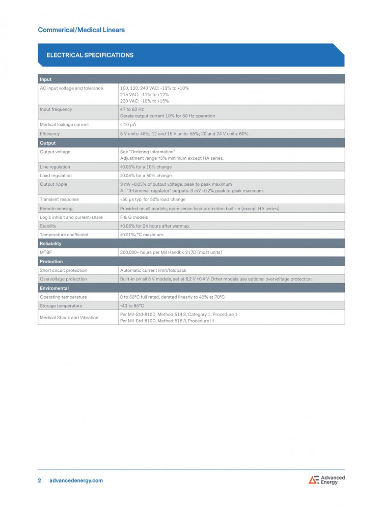 SL Power linear series datasheet page 2