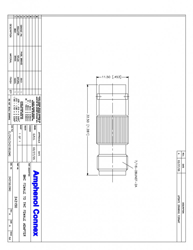 Amphenol 242150 technical drawing preview