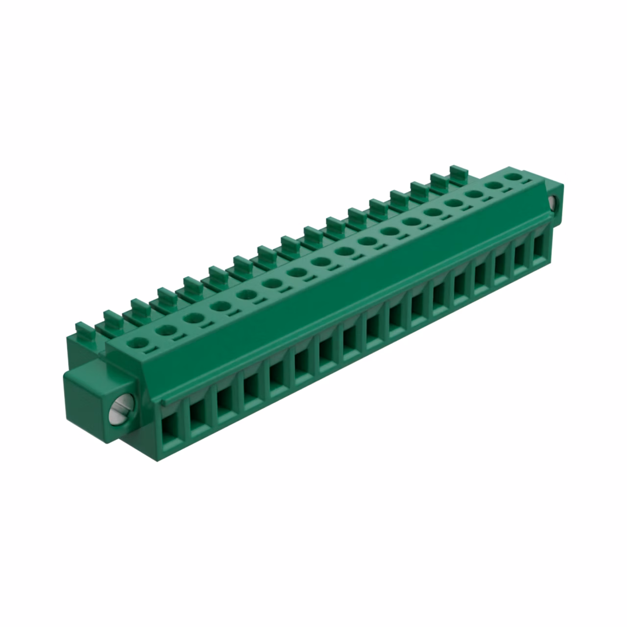 3.81mm Pitch Eurostyle Horizontal Plug, with Retention Screws and Reverse Imprinting, Green Housing, 17 Circuits for sale