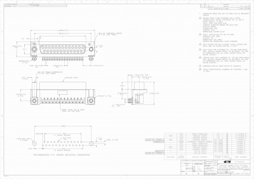 TE Connectivity 747846-3 technical drawing