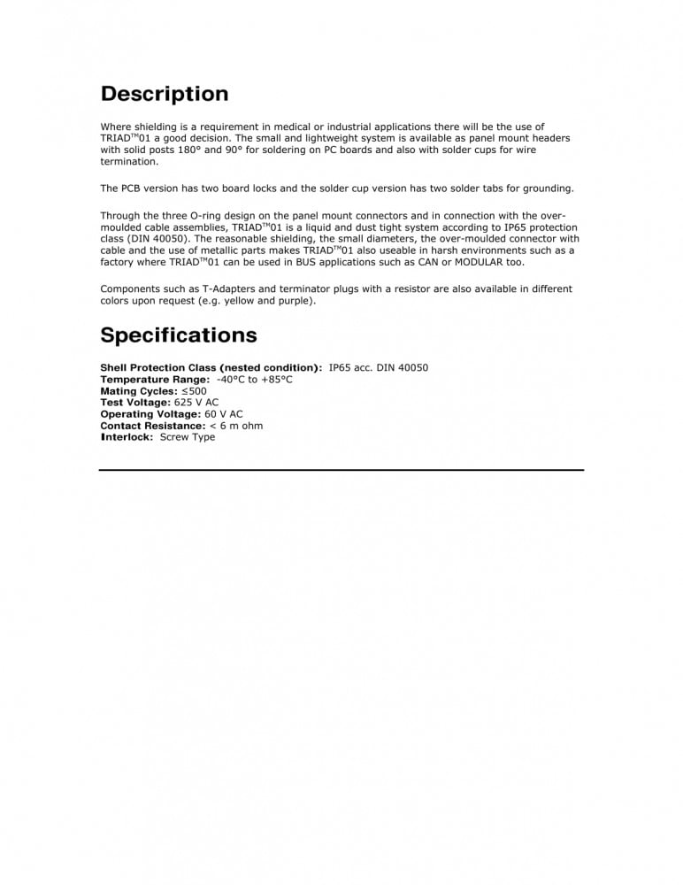 TRIAD 01 product documentation page 3