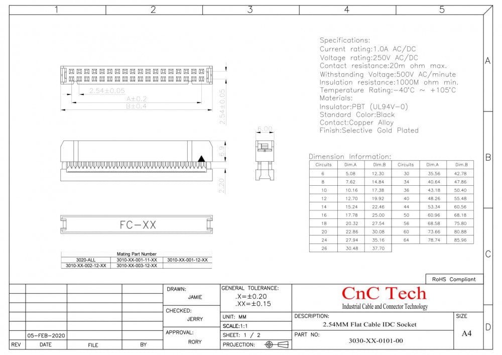 CNC Tech 3030 series technical drawing page 1