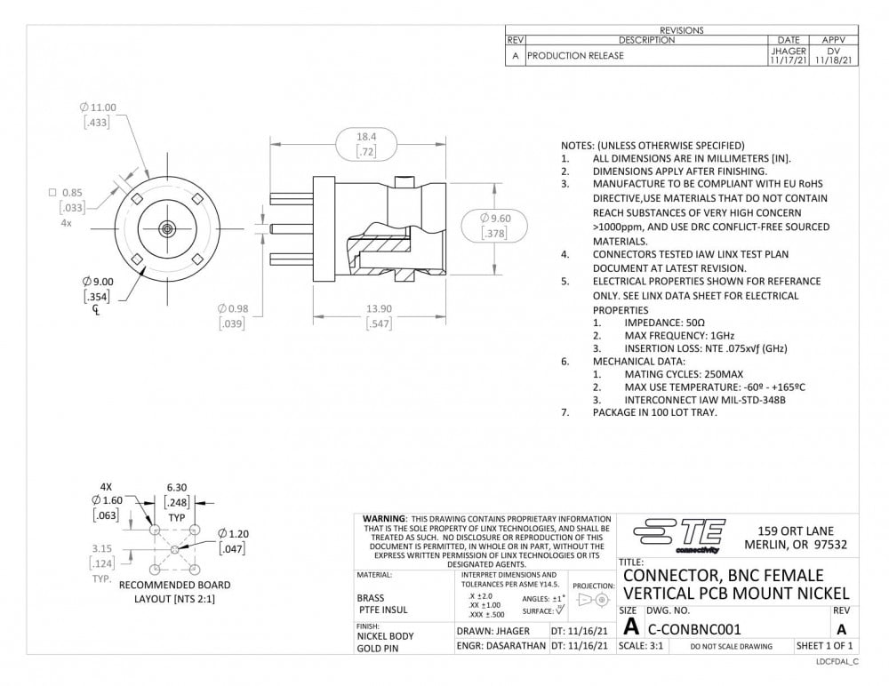 CONBNC001 technical drawing preview
