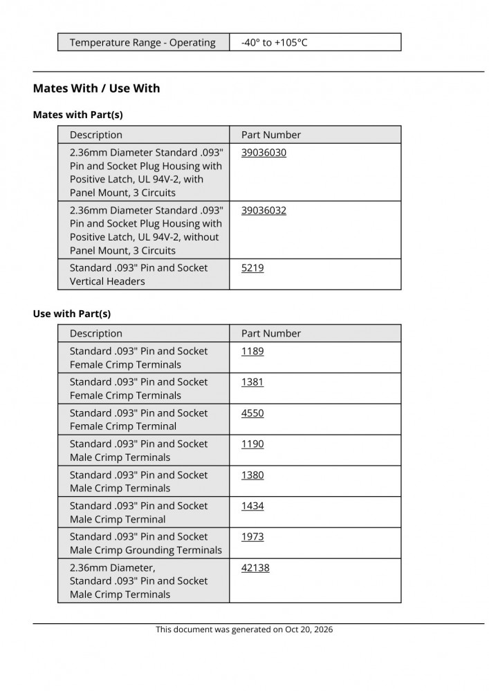 Technical document page 3 for product 39036035