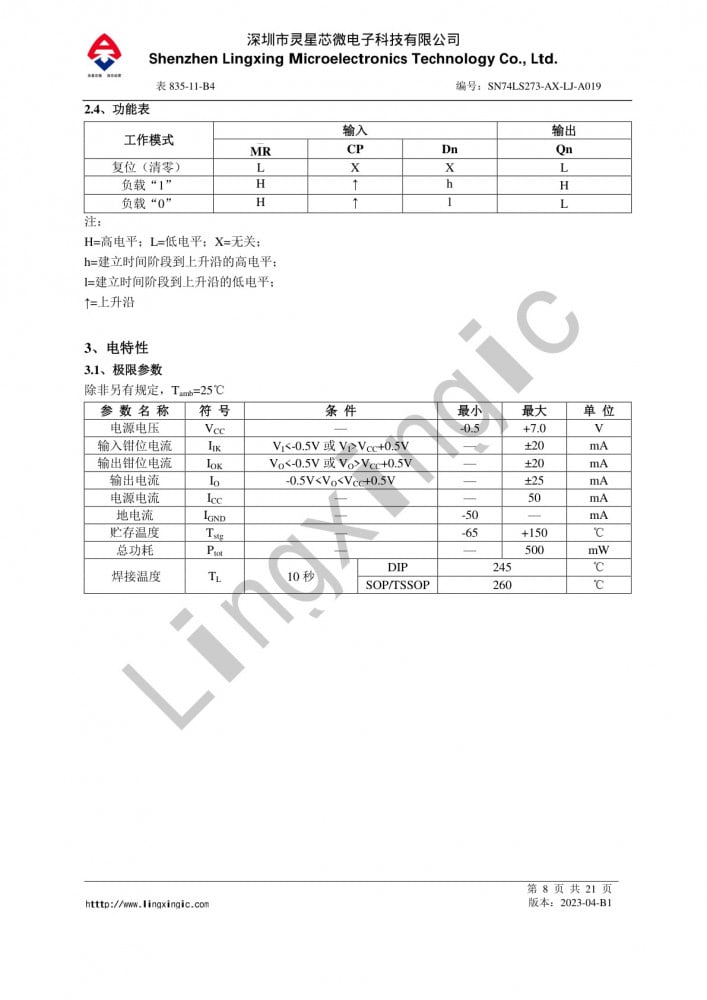 SN74LS273 datasheet page 8