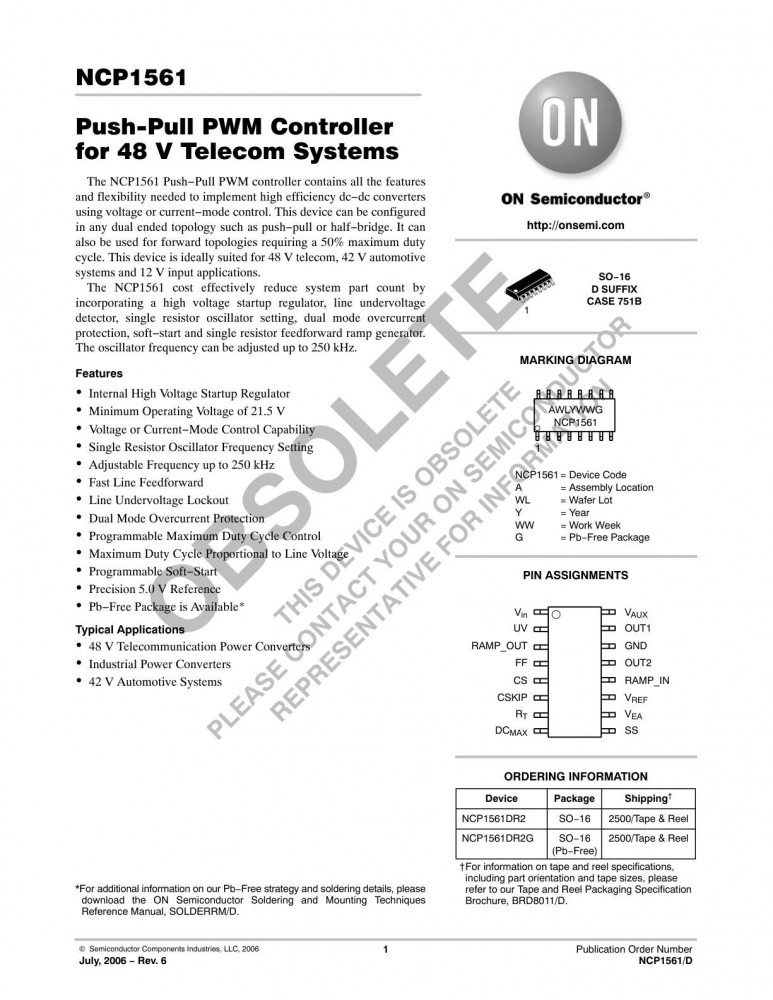 NCP1561 datasheet page 1