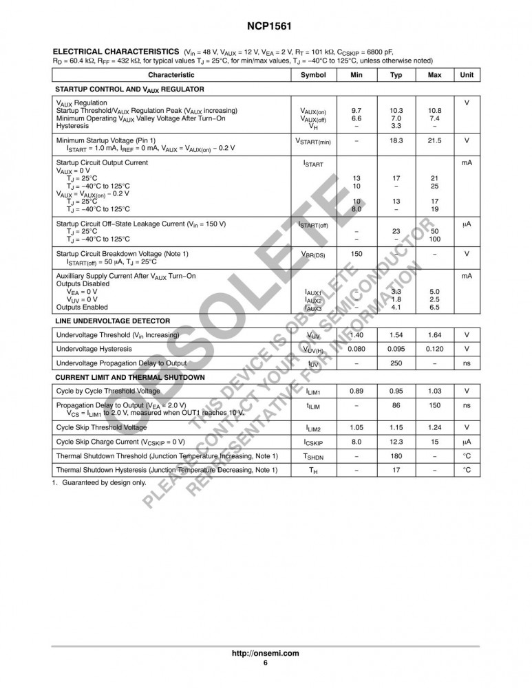 NCP1561 datasheet page 6