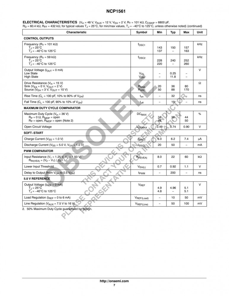 NCP1561 datasheet page 7