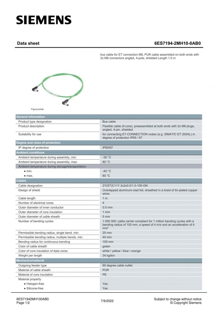 SIEMENS 6ES71942MH100AB0 datasheet page 1